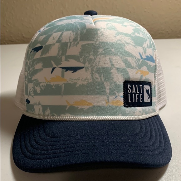 Salt Life | Accessories | Nwt Youth Salt Life Blue And White Fish Print ...